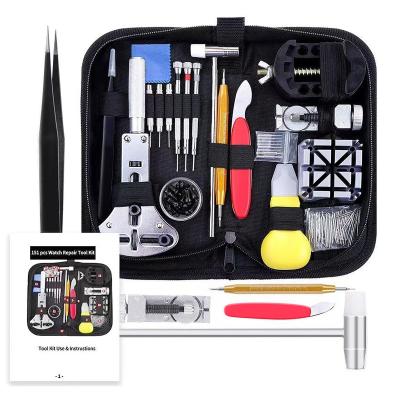 China Eraysun 151 Pcs Watch Battery Replacement Tools High Quality Multi-function PU Leather Carrying Bag Watch Repair Tool Kit for sale