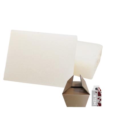 China Produção de alta velocidade Caixa de cartão revestida por película Embalagem Baixa viscosidade Alto ponto de amolecimento Curto tempo de abertura Poliolefina Adesivo de fusão a quente à venda