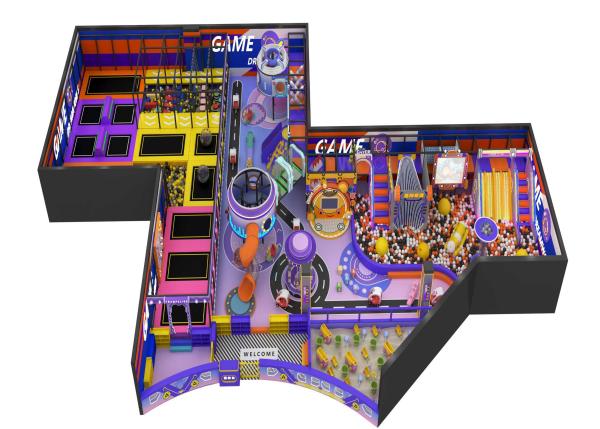 Quality Macaron Indoor Sports Arenas Waterproof Surface with Slide Maze Trampoline for sale