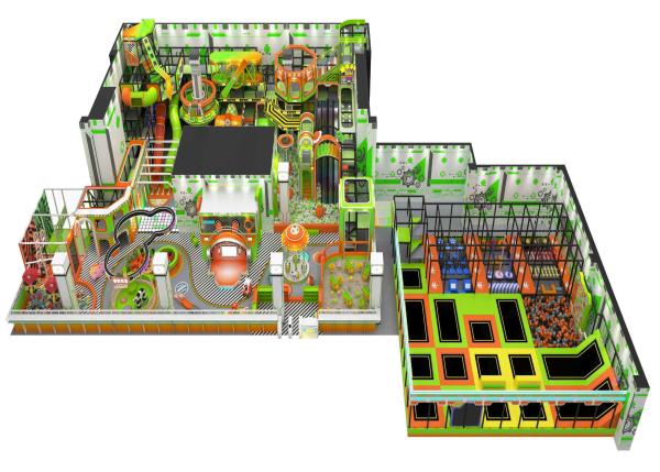 Quality Home Villa Indoor Trampoline Sports Arenas Macaron with Double Layer Maze / Slide for sale