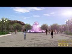 Fontana d'acqua di dente di leone decorativa in acciaio inossidabile illuminata a LED per il parco di divertimenti