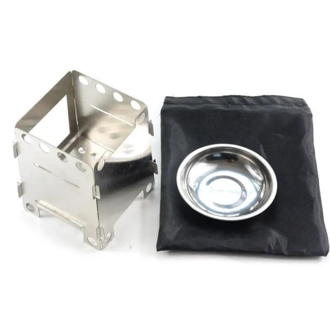 Outdoor Picnic Stainless Steel Foldable Mini Backpacking Camping Wood Burning Stove