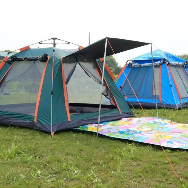 Outdoor Waterproof Pop up Camping Tent Automatic Polyester Silver Coating Family Tent