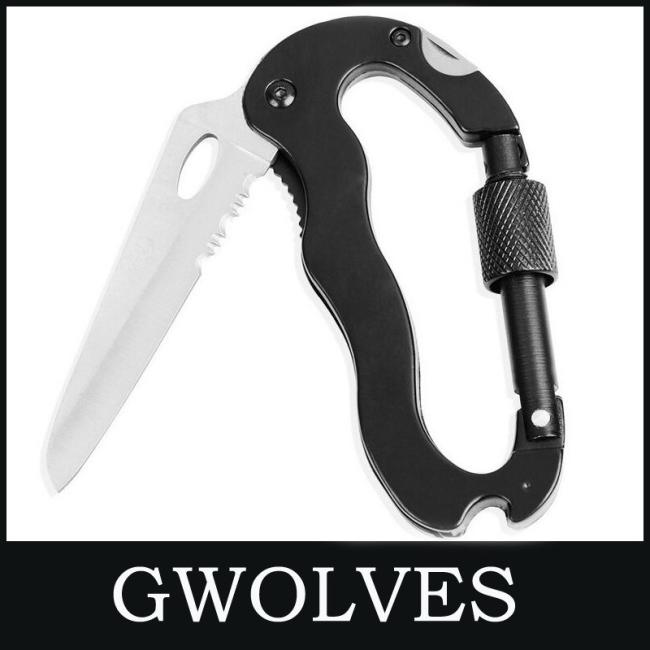 Outdoor Multifunction Folding Carabiner Knife Cutting Tool