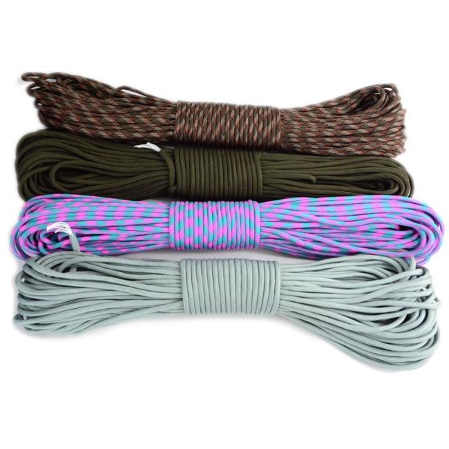 100FT 7 Inner Strand 550 Polyester Paracord Parachute Cord Camping Rope