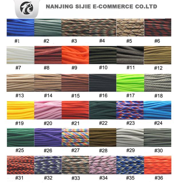 100FT 7 Inner Strand 550 Polyester Paracord Parachute Cord Camping Rope