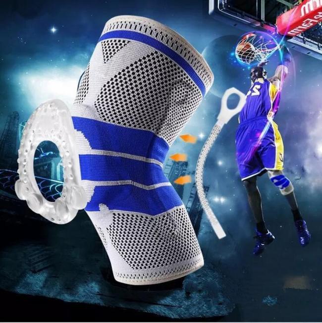 Sport Nylon Knee Sleeve Anti-Slip Compression Silicone Knee Brace for Running