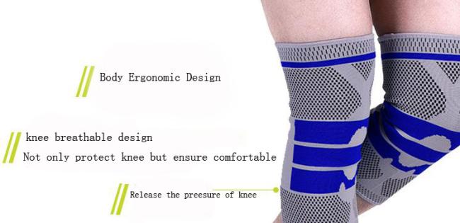 Sport Nylon Knee Sleeve Anti-Slip Compression Silicone Knee Brace for Running