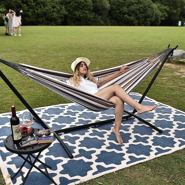 Portable Folding Cotton Canvas Camping Hammock Swing with Stand