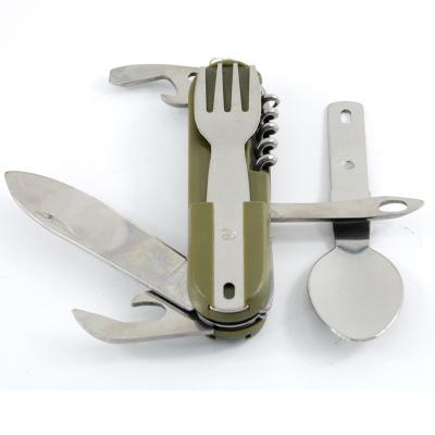 China US Portátil de estilo dobrável Outdoor Camping Tableware Set de aço inoxidável faca de garfo colher à venda