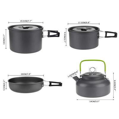 Cina Cucina all'aria aperta Cisterna da campeggio in alluminio e pentole Set di utensili da cucina con costo di spedizione veloce in vendita