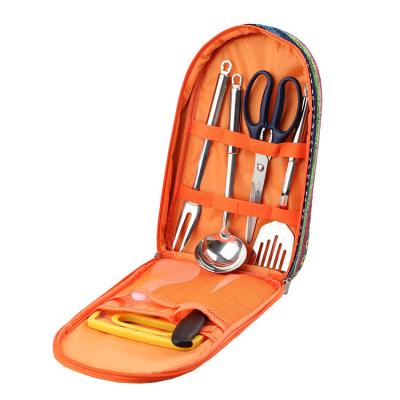 China Outdoor Camping Roestvrij staal tafelgerei Set Keukengereedschap opslagzak Aanpassing Te koop