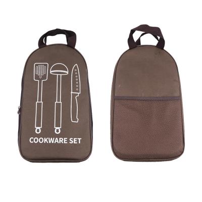 China Outdoor Camping Roestvrij staal tafelgerei Set Keukengereedschap opslagzak Aanpassing Te koop
