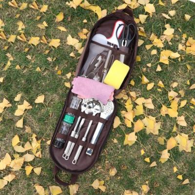 China Outdoor Camping Roestvrij staal tafelgerei Set Keukengereedschap opslagzak Aanpassing Te koop
