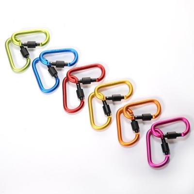 China 8cm Aluminum Spring Snap Hook Carabiner D Shape Clip for Package Gross Weight 0.025kg for sale