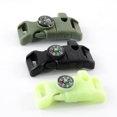 China Außenfeuer Starter Pfeife Kompass Buckle Leichtgewicht 13mm Größe für Paracord Überleben zu verkaufen