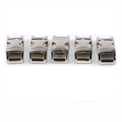 China Zinklegierung Metall Seitenfreisetzung Buckle 10mm für Paracord Paket Größe 2,50cm * 1,40cm * 0,80cm zu verkaufen