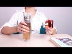 Adults Double Wall Glass Water Bottle With Decal Printing And Colorful Lid