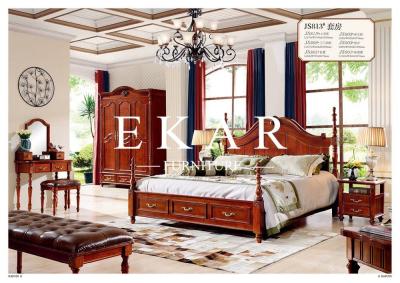 China Classic brown wooden King size bedroom furniture bed for sale
