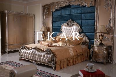 China Louis XV bedroom set carvings in solid wood gilded leaf finish ivory-lacquered LS-A311A for sale