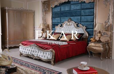 China Luxury Bedroom Leather Baroque European Style Bed LS-A318A for sale