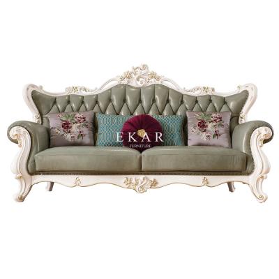 China Leather Living Room Luxury Royal Wooden Sofa Set à venda