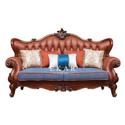 China Couch Living Room Set 6 Seater Wooden Leather Sofa à venda