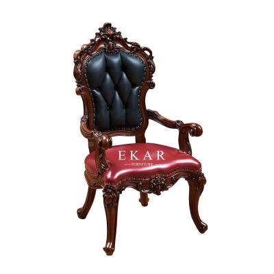 China High Quality Solid Wood Upholstered Retro Leather Dining Chair for sale