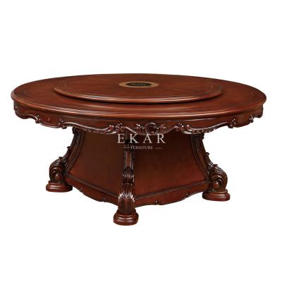 China Electric Rotating Round Vintage Wood Dining Table for sale