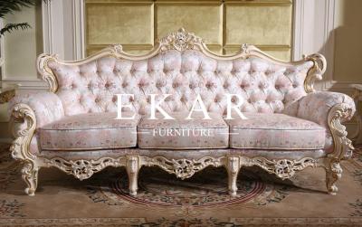 China Luxury Antique Chesterfield French Carved Living Room Fabric Sofa  LS-A115T à venda
