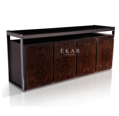 China Contemporary Luxury Style Leather High Gloss Veneer Modern Sideboard Cabinet for sale