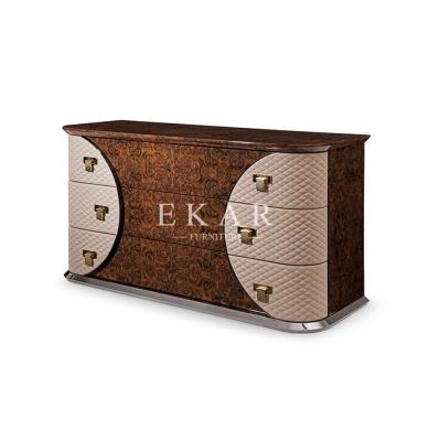 China Luxury High Gloss Leather Wooden 3 Drawer Chest for sale