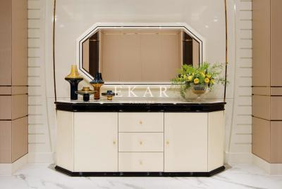China Storage Cabinet French Style Marble Top Black And White Dining Room Sideboard for sale