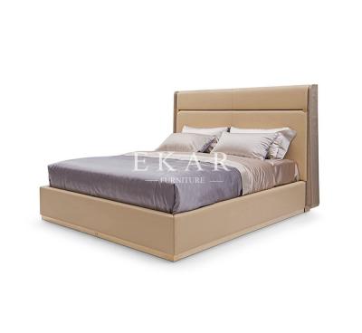China Modern Luxury Simple Design Leather Upholstery King Size Bed for sale