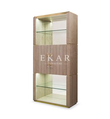 China Dining Room Wooden Cupboard Storage Display Glass Cabinet for sale