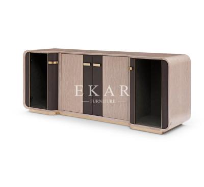 China Luxury High Gloss Dining Room 4 Door Sideboard Cabinet for sale