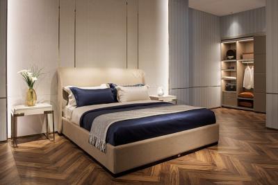 China Modern Fabric Upholstered Headboard Wooden Divan Bed for sale