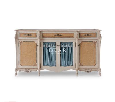 China Classic Ash Wooden Antique Sideboard Cabinet With Fancy Shell Decoration for sale