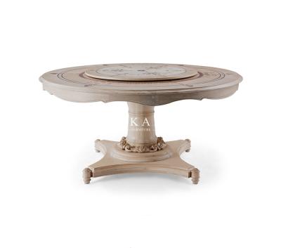 China Luxury Shell Decoration Round Shaped Ash Wooden Dining Table for sale