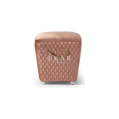 China Bedroom Modern Elegant Design Dressing Makeup Leather and Velvet Stool for sale