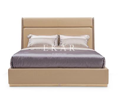 China Modern Luxury Simple Design Leather Upholstery King Size Bed for sale