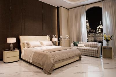 China Villa Furniture Leather Divan Design King Size Frame Modern Luxury Bed for sale