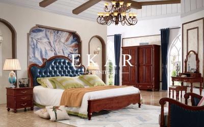 China 2019 Classic Blue Leather King Side Double Bed for sale