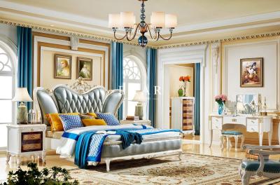 China Luxury Classic Upholstered Leather Divan Design King Size European Style Bed for sale