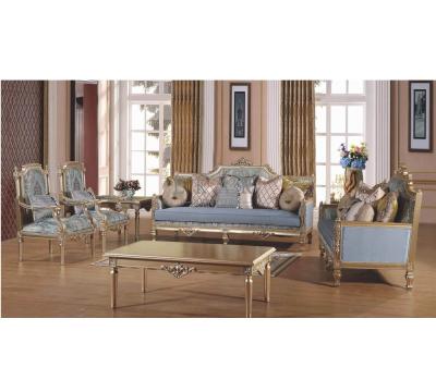 Китай Executive Classic Luxury Carved Wooden Seat Antique Cushion Pale Blue Sofa Set продается