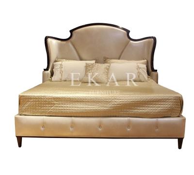 China Humanized Designed Leather Bed with Leaning on Both Side for sale