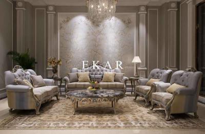 Китай Antique Frame Chesterfield Carved Wood And Leather Sofa Set продается