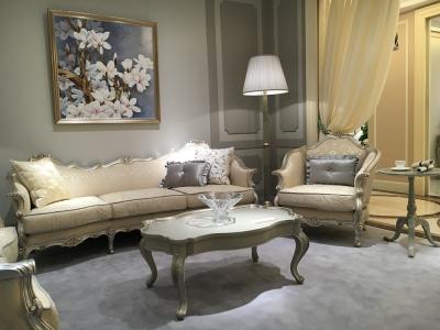 Китай 1 2 3 Seat Leisure Chair Living Room Furniture Wooden Fabric Carved Sofa Set продается