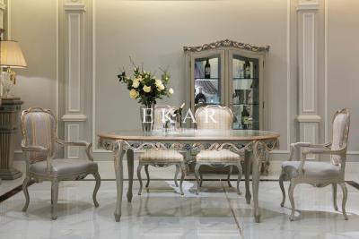Китай Luxury Solid Wood Carved Diner Retro Antique Upholstery Fabric Dining Chair  1 buyer продается