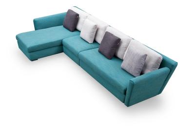 China 5 Seater Couch L Shape Blue Fabric Corner Sectional Sofa for sale